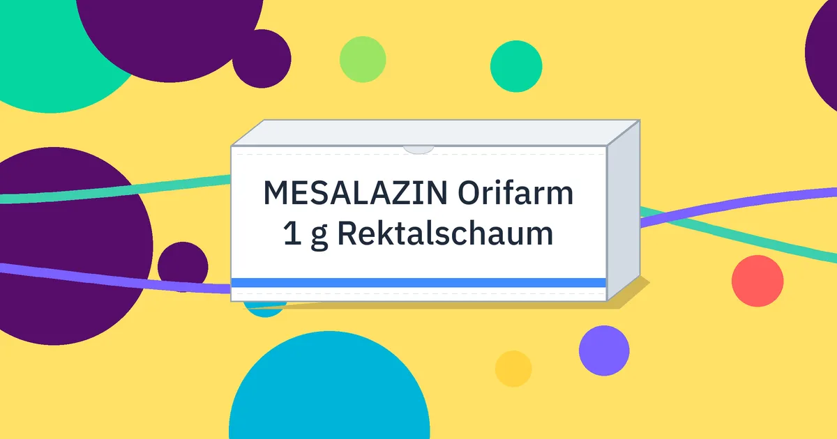 Symbolbild: Packung mit der Aufschrift MESALAZIN Orifarm 1 g Rektalschaum (PZN 18092362) – Verfügbarkeit und Bezug in Apotheken in Frankfurt am Main