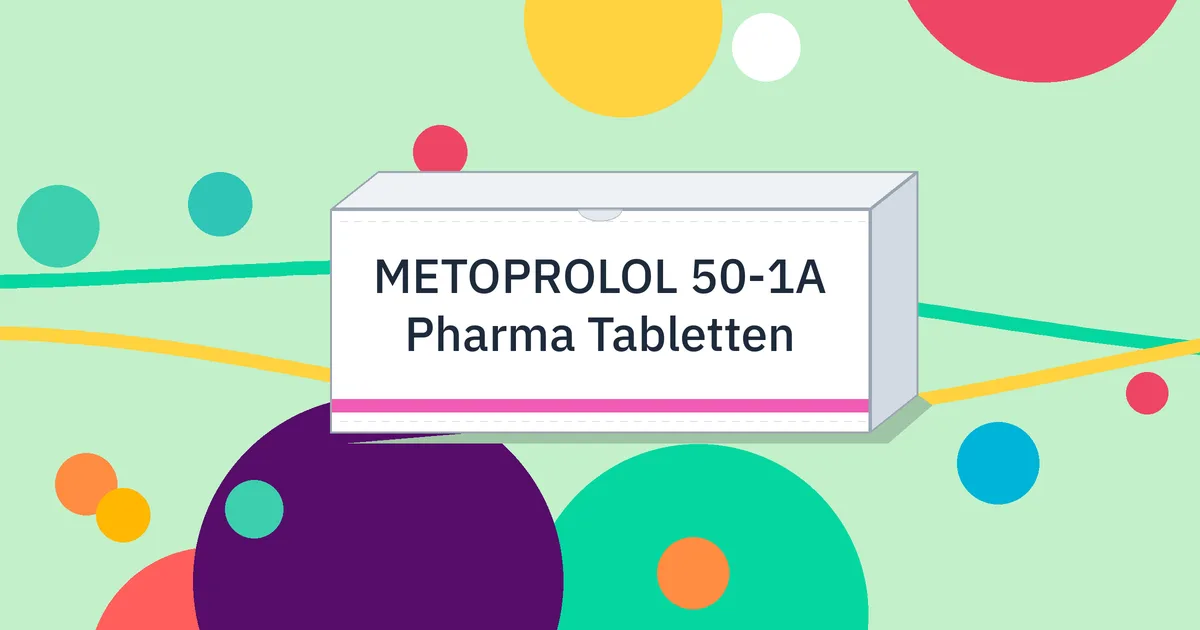 Symbolbild: Packung mit der Aufschrift METOPROLOL 50-1A Pharma Tabletten (PZN 08533894) – Verfügbarkeit und Bezug in Apotheken in Frankfurt am Main