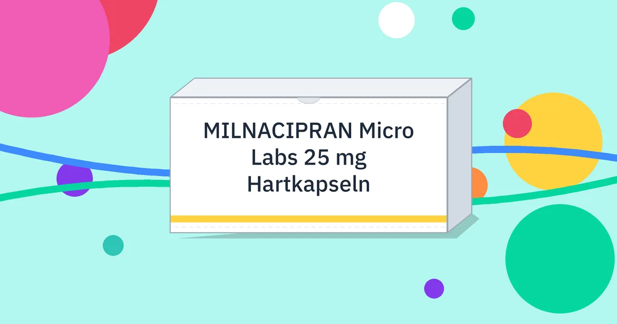 Symbolbild: Packung mit der Aufschrift MILNACIPRAN Micro Labs 25 mg Hartkapseln (PZN 18709213) – Verfügbarkeit und Bezug in Apotheken in Frankfurt am Main
