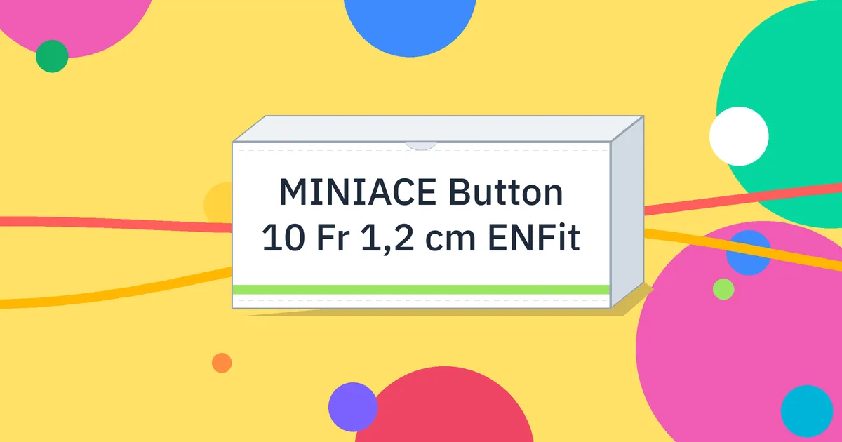 Symbolbild: Packung mit der Aufschrift MINIACE Button 10 Fr 1,2 cm ENFit (PZN 16952926) – Verfügbarkeit und Bezug in Apotheken in Frankfurt am Main