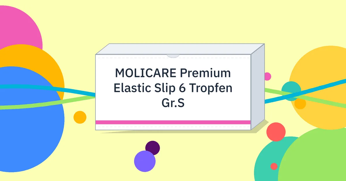 Symbolbild: Packung mit der Aufschrift MOLICARE Premium Elastic Slip 6 Tropfen Gr.S (PZN 15783746) – Verfügbarkeit und Bezug in Apotheken in Frankfurt am Main