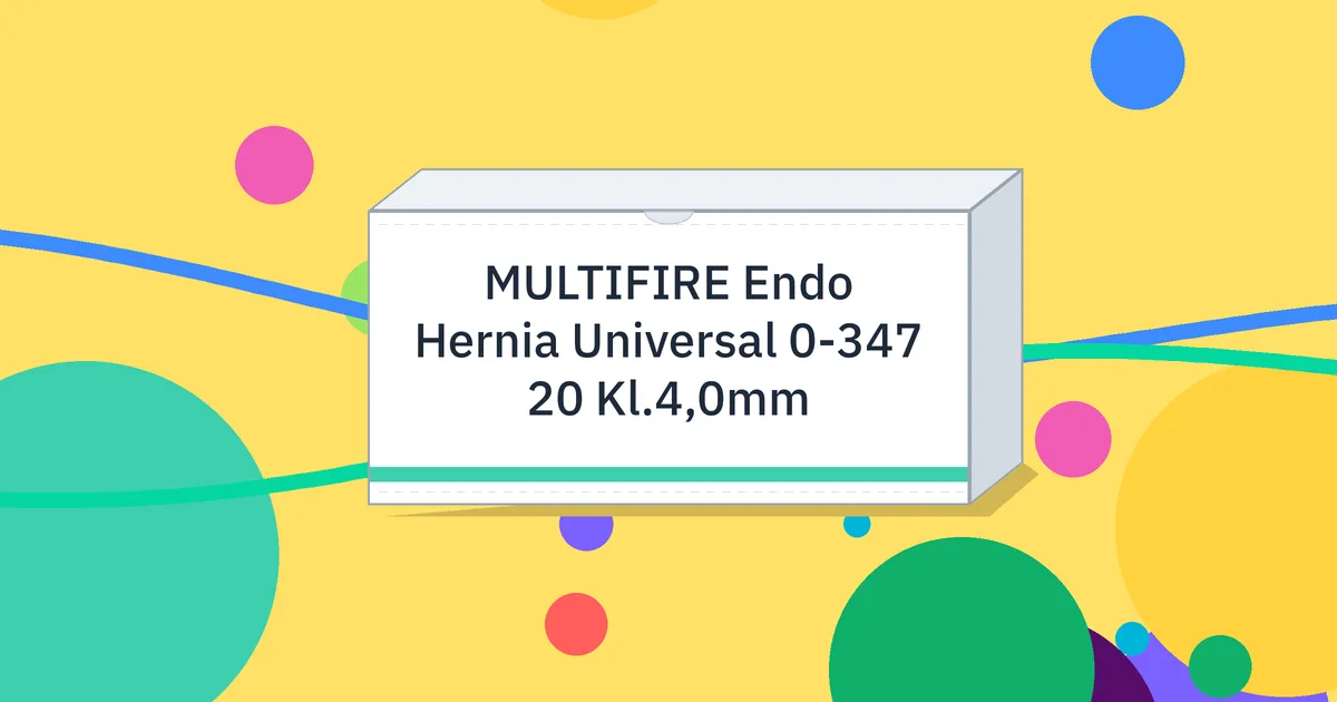 Symbolbild: Packung mit der Aufschrift MULTIFIRE Endo Hernia Universal 0-347 20 Kl.4,0mm (PZN 18258058) – Verfügbarkeit und Bezug in Apotheken in Frankfurt am Main