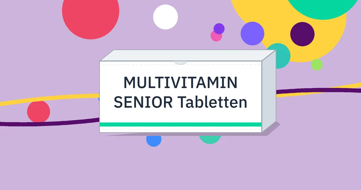 Symbolbild: Packung mit der Aufschrift MULTIVITAMIN SENIOR Tabletten (PZN 10823429) – Verfügbarkeit und Bezug in Apotheken in Frankfurt am Main