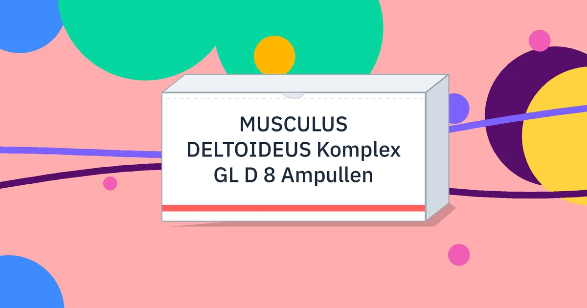 Symbolbild: Packung mit der Aufschrift MUSCULUS DELTOIDEUS Komplex GL D 8 Ampullen (PZN 02937107) – Verfügbarkeit und Bezug in Apotheken in Frankfurt am Main