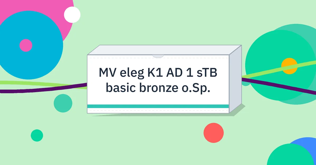 Symbolbild: Packung mit der Aufschrift MV eleg K1 AD 1 sTB basic bronze o.Sp. (PZN 14705141) – Verfügbarkeit und Bezug in Apotheken in Frankfurt am Main