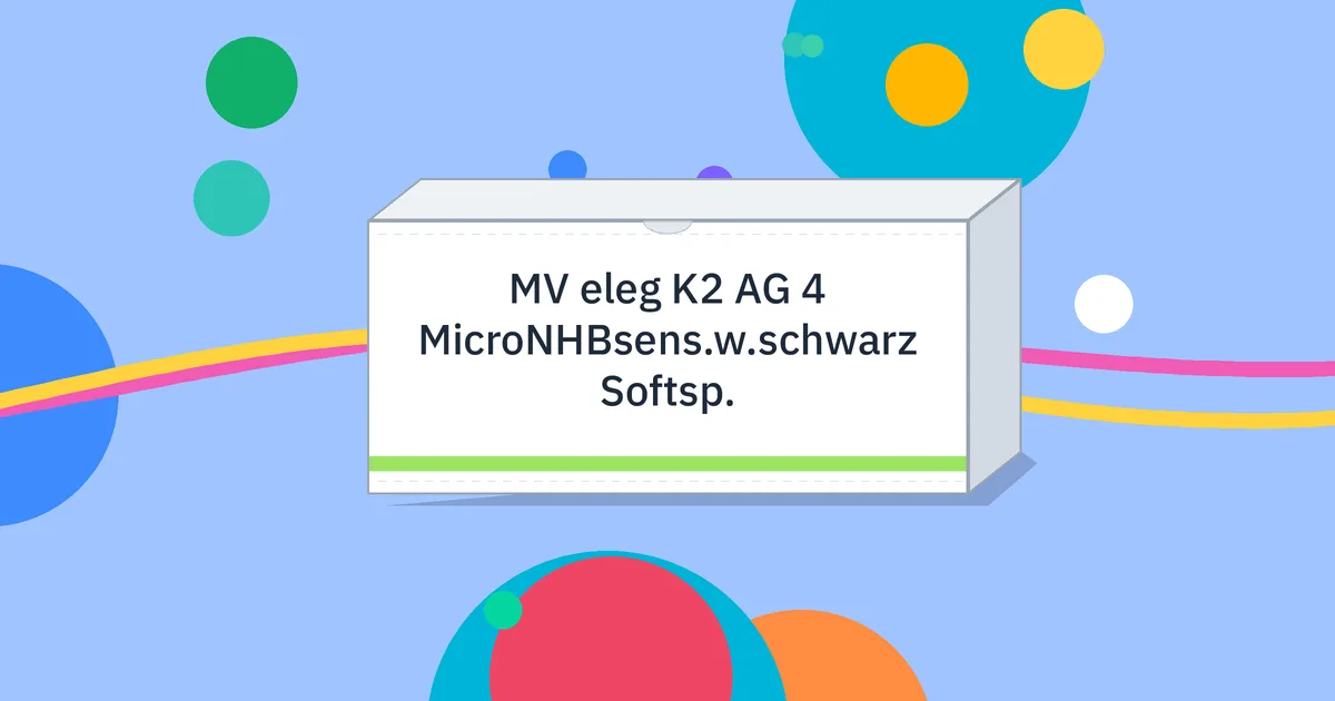 Symbolbild: Packung mit der Aufschrift MV eleg K2 AG 4 MicroNHBsens.w.schwarz Softsp. (PZN 16068922) – Verfügbarkeit und Bezug in Apotheken in Frankfurt am Main