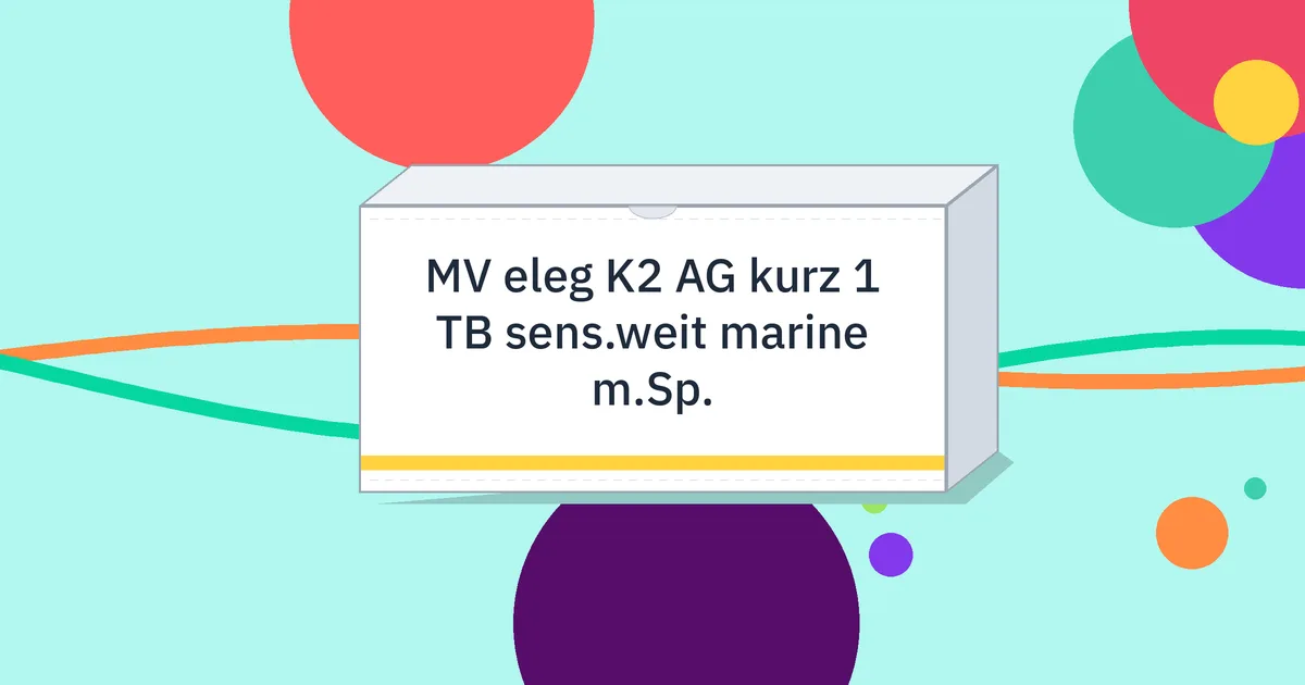 Symbolbild: Packung mit der Aufschrift MV eleg K2 AG kurz 1 TB sens.weit marine m.Sp. (PZN 14606947) – Verfügbarkeit und Bezug in Apotheken in Frankfurt am Main
