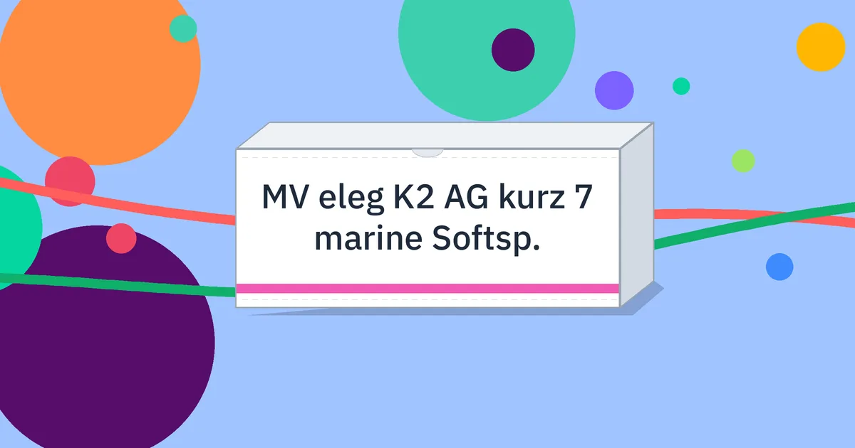 Symbolbild: Packung mit der Aufschrift MV eleg K2 AG kurz 7 marine Softsp. (PZN 14608260) – Verfügbarkeit und Bezug in Apotheken in Frankfurt am Main