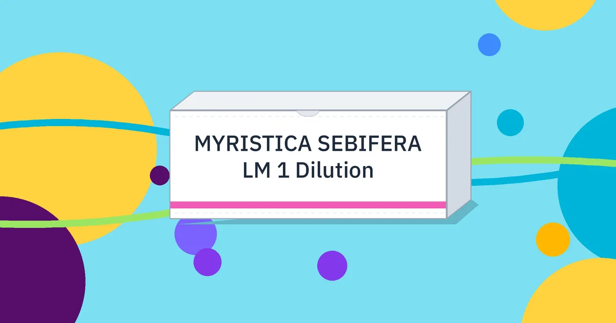 Symbolbild: Packung mit der Aufschrift MYRISTICA SEBIFERA LM 1 Dilution (PZN 13612437) – Verfügbarkeit und Bezug in Apotheken in Frankfurt am Main