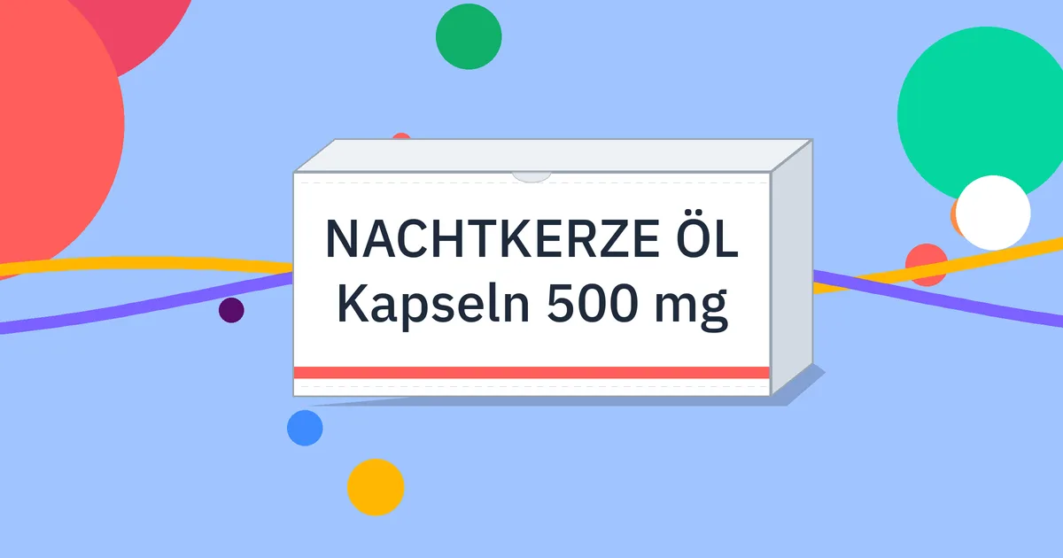 Symbolbild: Packung mit der Aufschrift NACHTKERZE ÖL Kapseln 500 mg (PZN 07463648) – Verfügbarkeit und Bezug in Apotheken in Frankfurt am Main