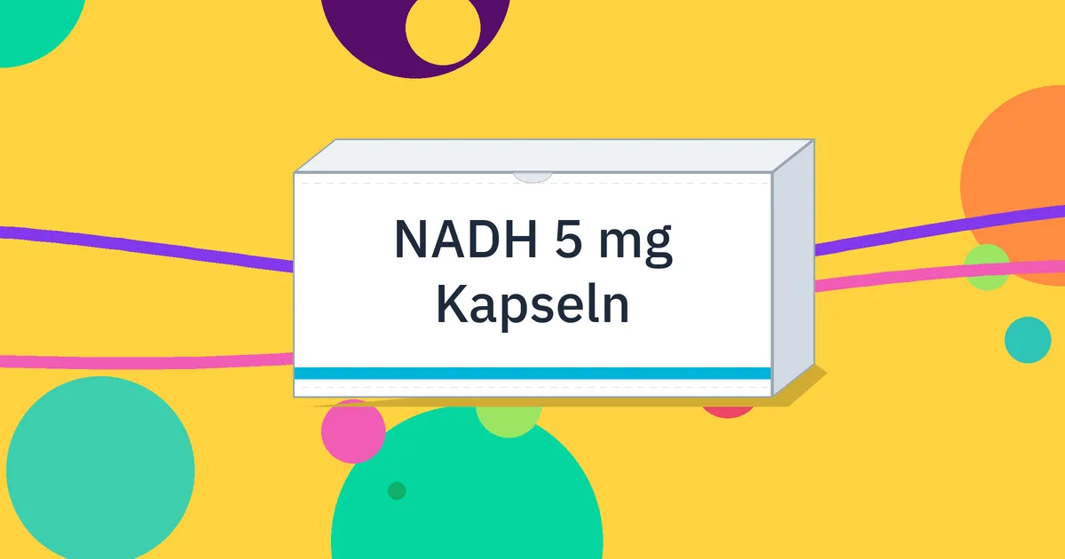 Symbolbild: Packung mit der Aufschrift NADH 5 mg Kapseln (PZN 01468550) – Verfügbarkeit und Bezug in Apotheken in Frankfurt am Main