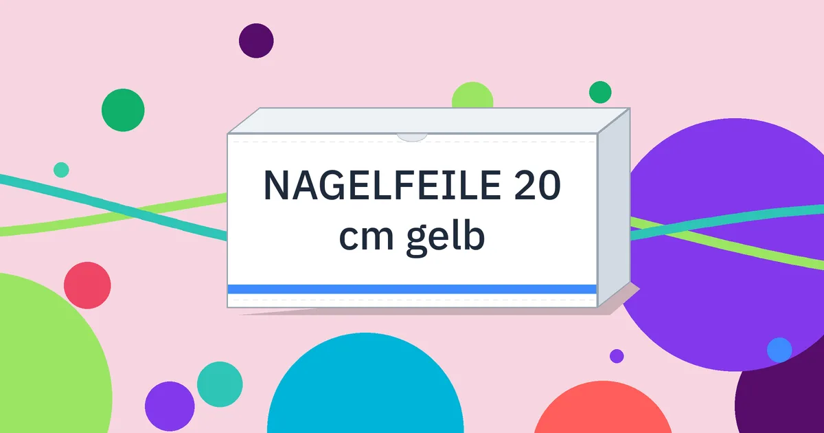 Symbolbild: Packung mit der Aufschrift NAGELFEILE 20 cm gelb (PZN 01516415) – Verfügbarkeit und Bezug in Apotheken in Frankfurt am Main