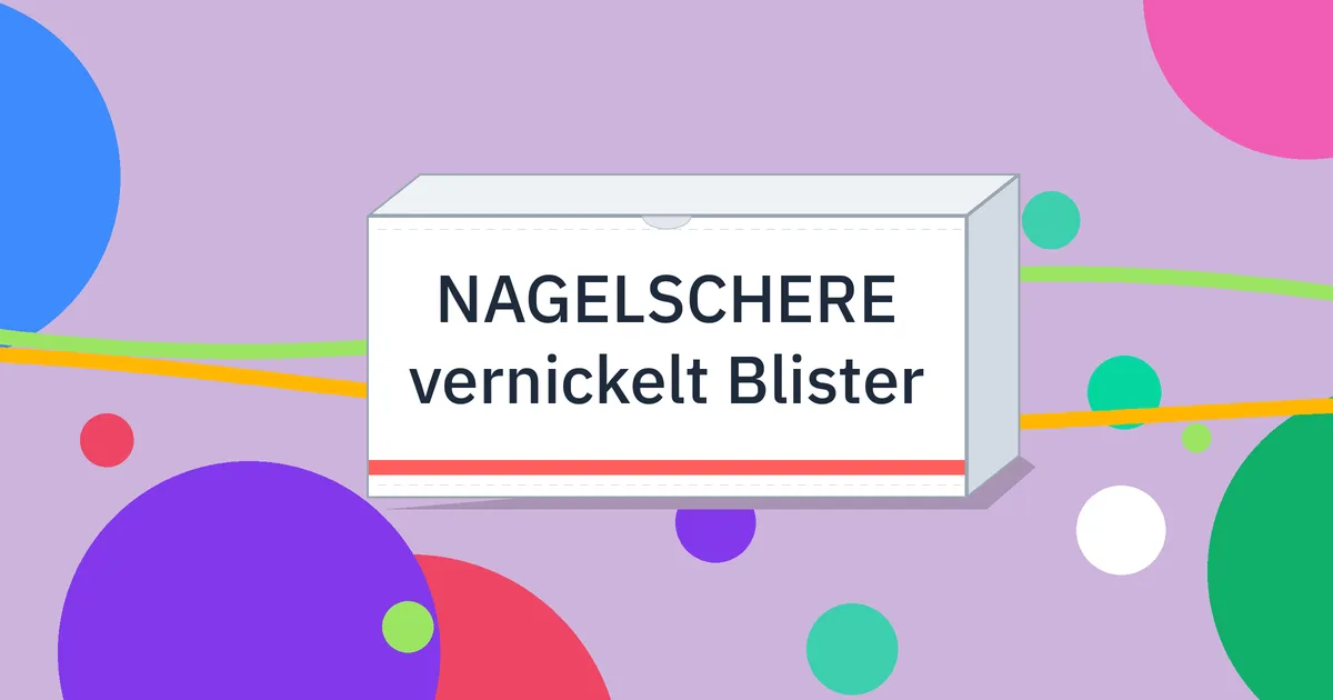 Symbolbild: Packung mit der Aufschrift NAGELSCHERE vernickelt Blister (PZN 10349100) – Verfügbarkeit und Bezug in Apotheken in Frankfurt am Main