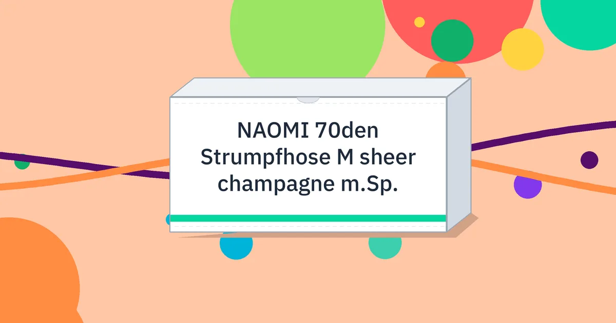 Symbolbild: Packung mit der Aufschrift NAOMI 70den Strumpfhose M sheer champagne m.Sp. (PZN 16179716) – Verfügbarkeit und Bezug in Apotheken in Frankfurt am Main