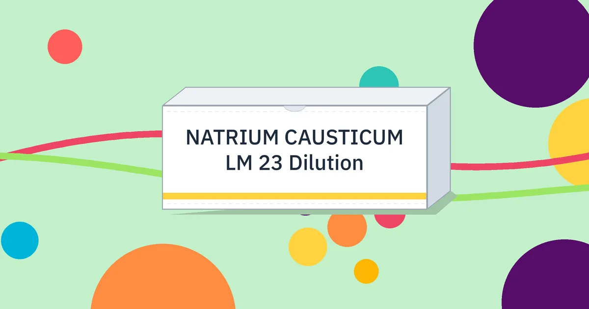 Symbolbild: Packung mit der Aufschrift NATRIUM CAUSTICUM LM 23 Dilution (PZN 12962170) – Verfügbarkeit und Bezug in Apotheken in Frankfurt am Main