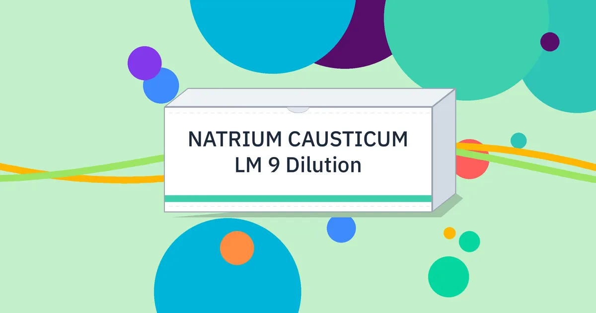 Symbolbild: Packung mit der Aufschrift NATRIUM CAUSTICUM LM 9 Dilution (PZN 09544109) – Verfügbarkeit und Bezug in Apotheken in Frankfurt am Main
