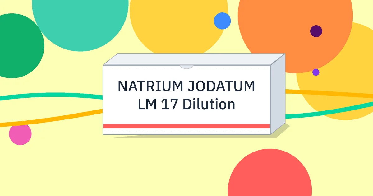 Symbolbild: Packung mit der Aufschrift NATRIUM JODATUM LM 17 Dilution (PZN 12964393) – Verfügbarkeit und Bezug in Apotheken in Frankfurt am Main