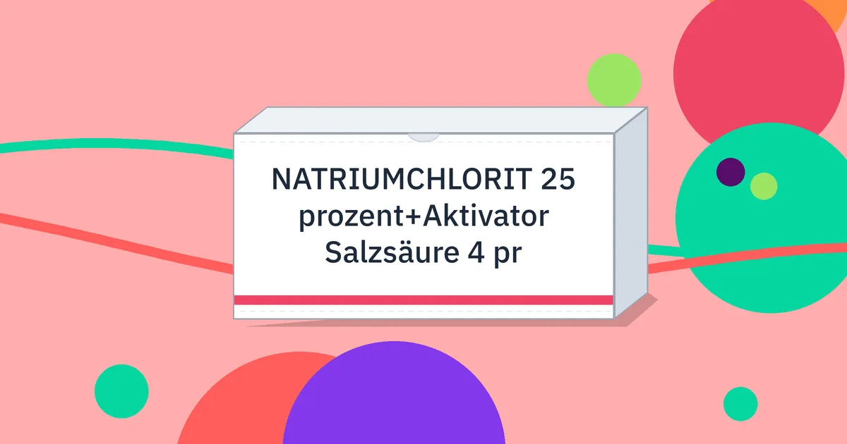 Symbolbild: Packung mit der Aufschrift NATRIUMCHLORIT 25 prozent+Aktivator Salzsäure 4 pr (PZN 13510263) – Verfügbarkeit und Bezug in Apotheken in Frankfurt am Main