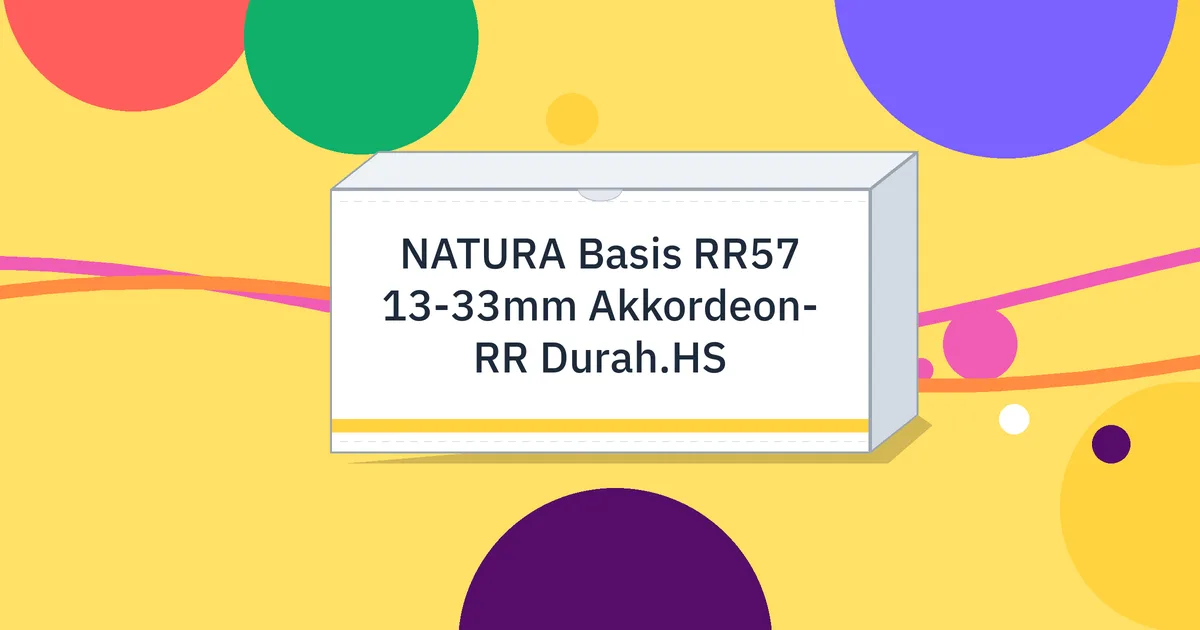 Symbolbild: Packung mit der Aufschrift NATURA Basis RR57 13-33mm Akkordeon-RR Durah.HS (PZN 11096316) – Verfügbarkeit und Bezug in Apotheken in Frankfurt am Main