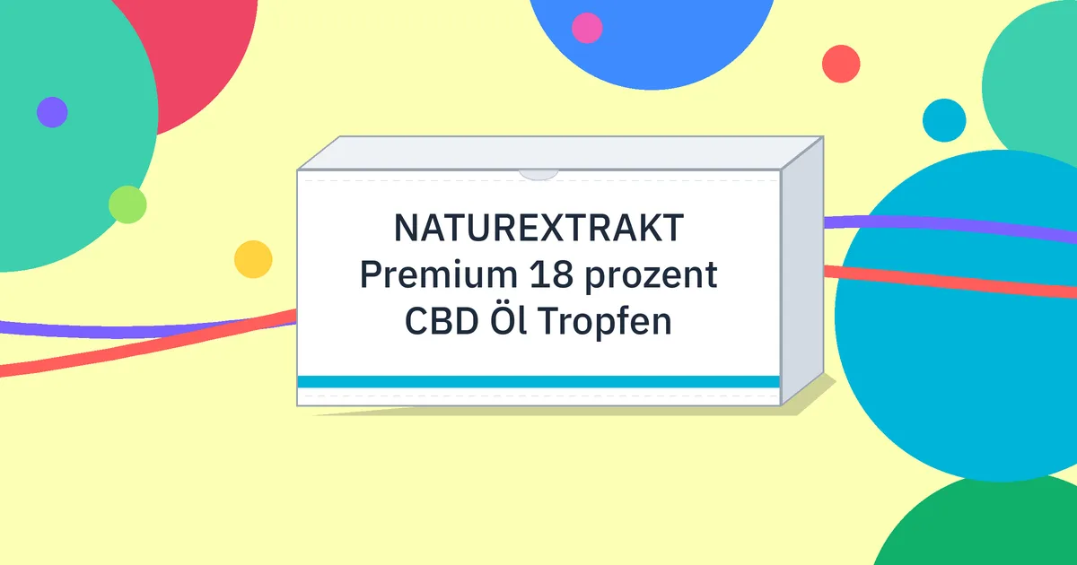 Symbolbild: Packung mit der Aufschrift NATUREXTRAKT Premium 18 prozent CBD Öl Tropfen (PZN 17419878) – Verfügbarkeit und Bezug in Apotheken in Frankfurt am Main