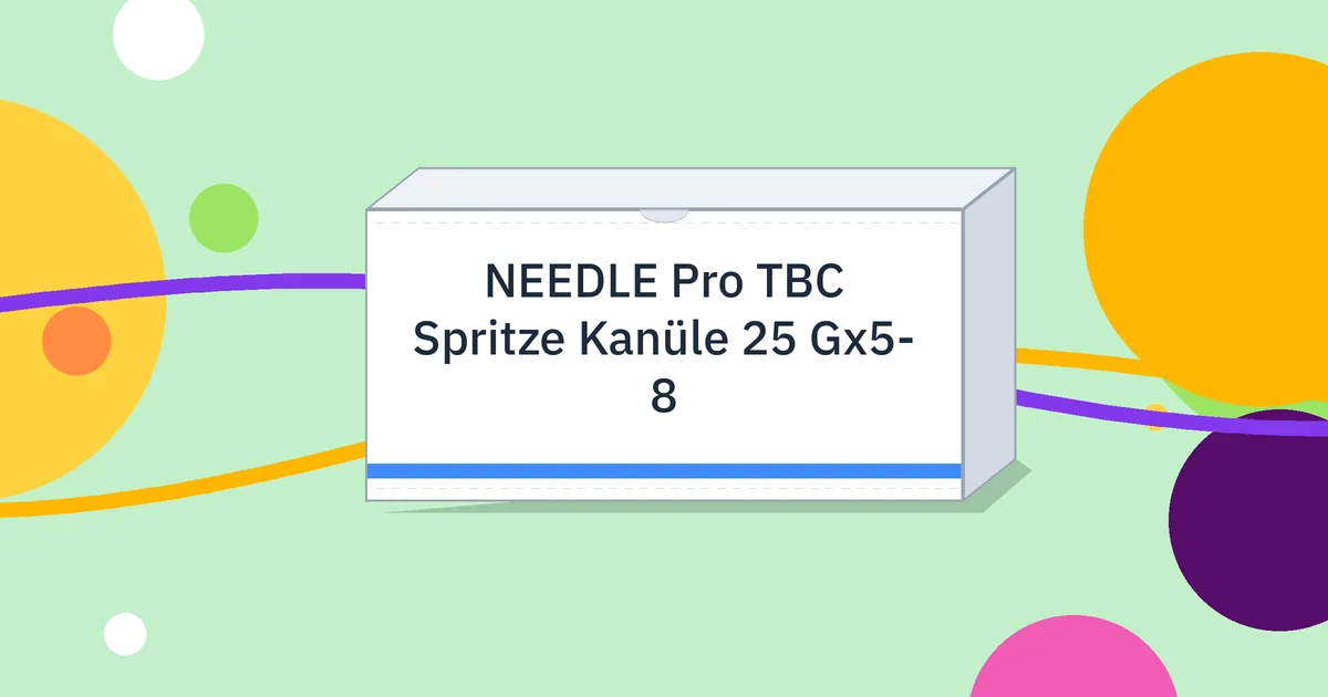 Symbolbild: Packung mit der Aufschrift NEEDLE Pro TBC Spritze Kanüle 25 Gx5-8 (PZN 06447073) – Verfügbarkeit und Bezug in Apotheken in Frankfurt am Main