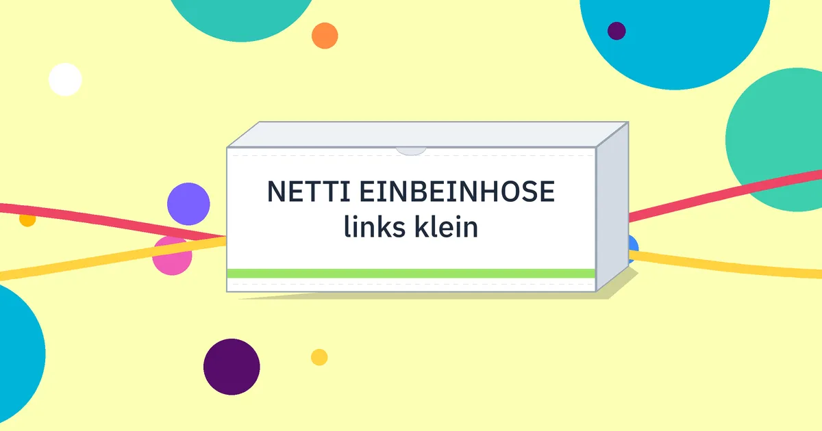 Symbolbild: Packung mit der Aufschrift NETTI EINBEINHOSE links klein (PZN 04888413) – Verfügbarkeit und Bezug in Apotheken in Frankfurt am Main