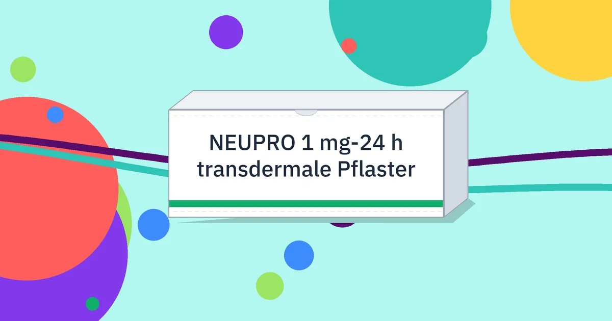 Symbolbild: Packung mit der Aufschrift NEUPRO 1 mg-24 h transdermale Pflaster (PZN 09333476) – Verfügbarkeit und Bezug in Apotheken in Frankfurt am Main