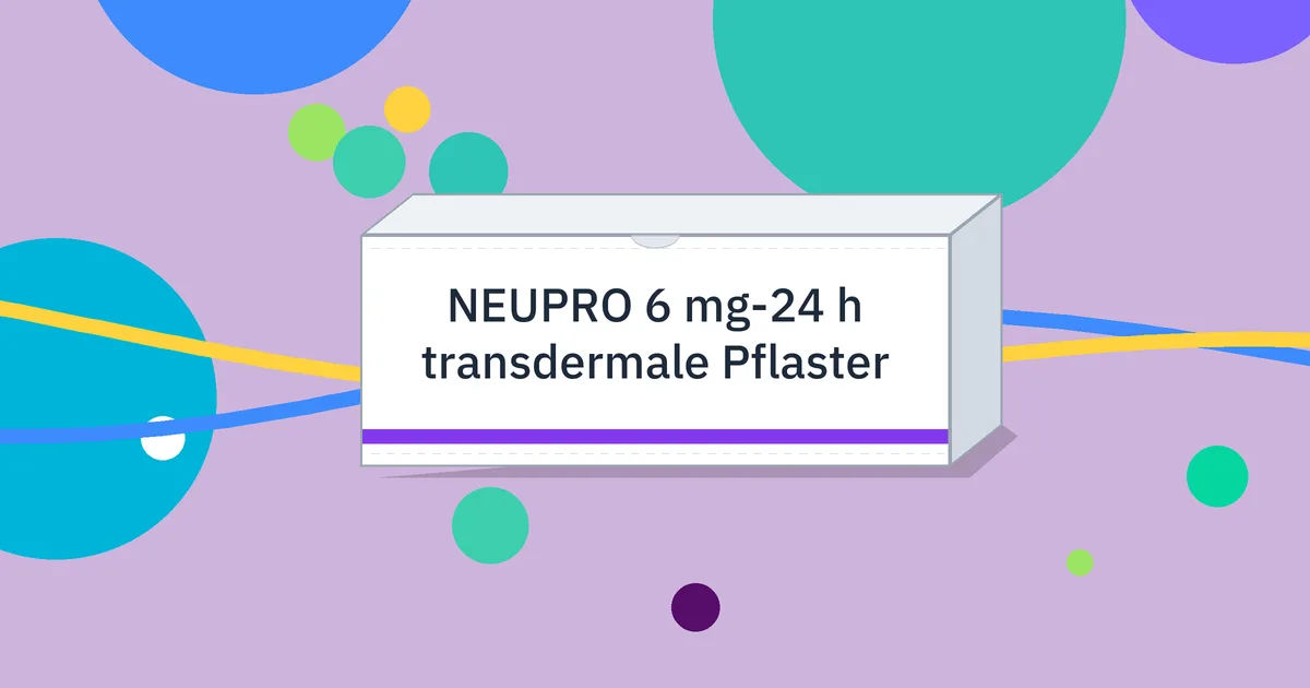 Symbolbild: Packung mit der Aufschrift NEUPRO 6 mg-24 h transdermale Pflaster (PZN 02839787) – Verfügbarkeit und Bezug in Apotheken in Frankfurt am Main