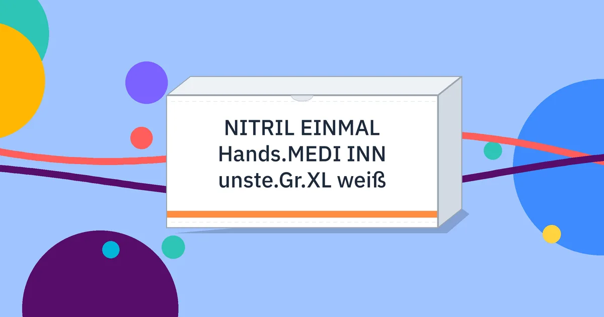 Symbolbild: Packung mit der Aufschrift NITRIL EINMAL Hands.MEDI INN unste.Gr.XL weiß (PZN 03025928) – Verfügbarkeit und Bezug in Apotheken in Frankfurt am Main