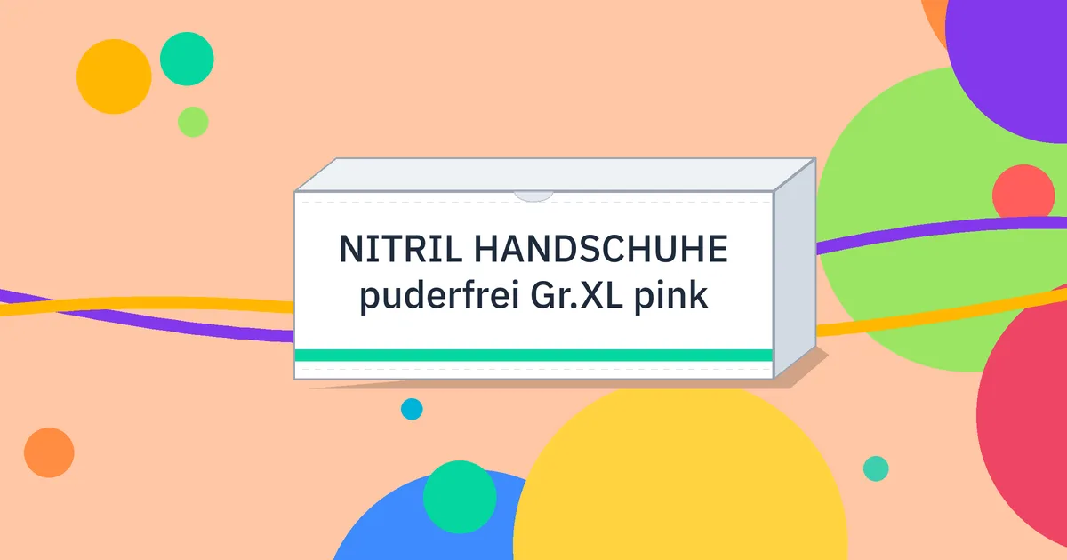 Symbolbild: Packung mit der Aufschrift NITRIL HANDSCHUHE puderfrei Gr.XL pink (PZN 03759085) – Verfügbarkeit und Bezug in Apotheken in Frankfurt am Main