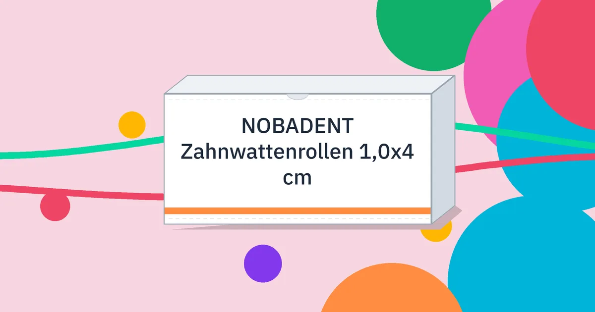 Symbolbild: Packung mit der Aufschrift NOBADENT Zahnwattenrollen 1,0x4 cm (PZN 02477166) – Verfügbarkeit und Bezug in Apotheken in Frankfurt am Main
