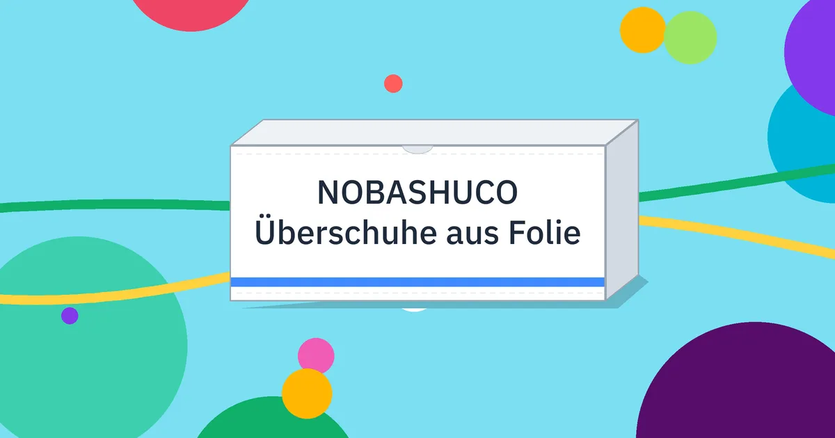 Symbolbild: Packung mit der Aufschrift NOBASHUCO Überschuhe aus Folie (PZN 09375090) – Verfügbarkeit und Bezug in Apotheken in Frankfurt am Main