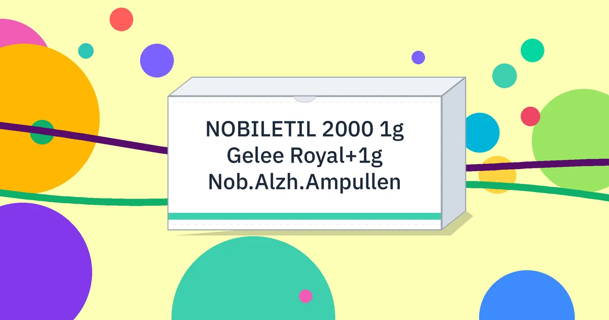 Symbolbild: Packung mit der Aufschrift NOBILETIL 2000 1g Gelee Royal+1g Nob.Alzh.Ampullen (PZN 15388837) – Verfügbarkeit und Bezug in Apotheken in Frankfurt am Main