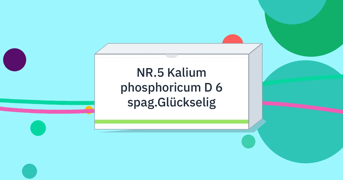 Symbolbild: Packung mit der Aufschrift NR.5 Kalium phosphoricum D 6 spag.Glückselig (PZN 10965916) – Verfügbarkeit und Bezug in Apotheken in Frankfurt am Main