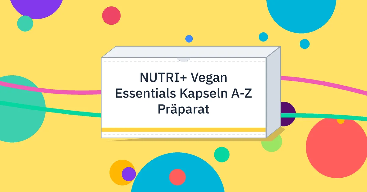 Symbolbild: Packung mit der Aufschrift NUTRI+ Vegan Essentials Kapseln A-Z Präparat (PZN 19667511) – Verfügbarkeit und Bezug in Apotheken in Frankfurt am Main
