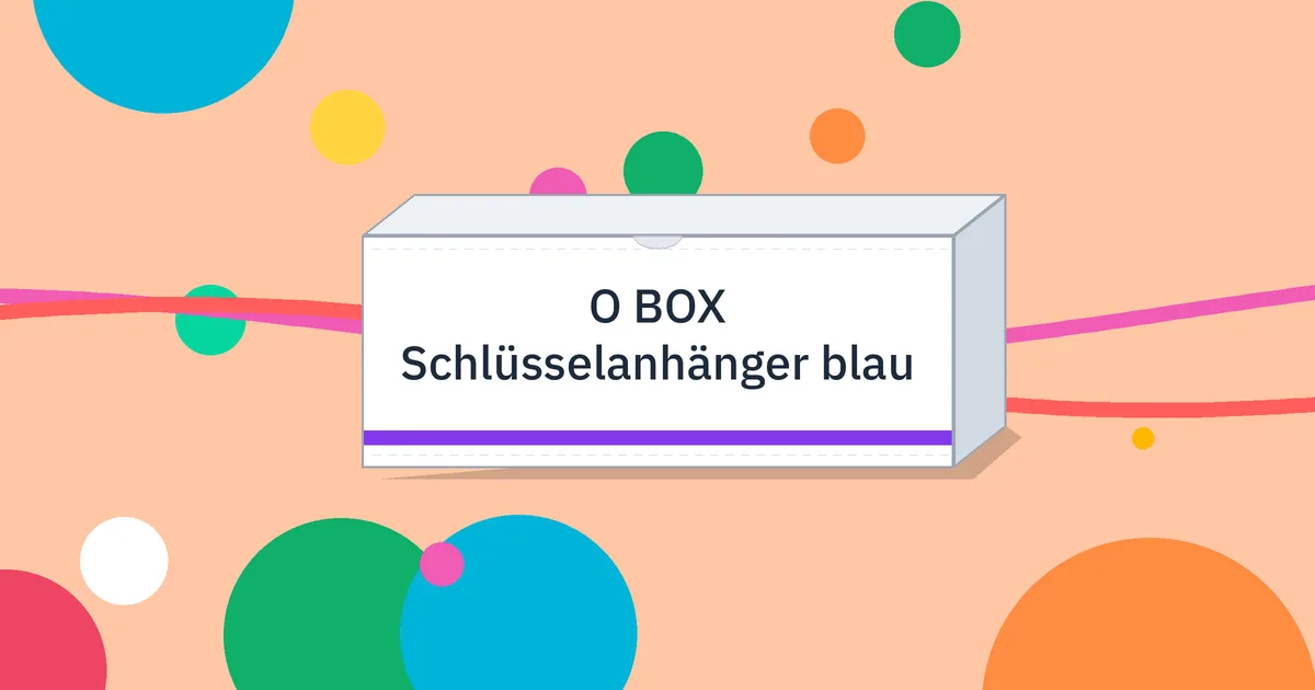 Symbolbild: Packung mit der Aufschrift O BOX Schlüsselanhänger blau (PZN 03051699) – Verfügbarkeit und Bezug in Apotheken in Frankfurt am Main