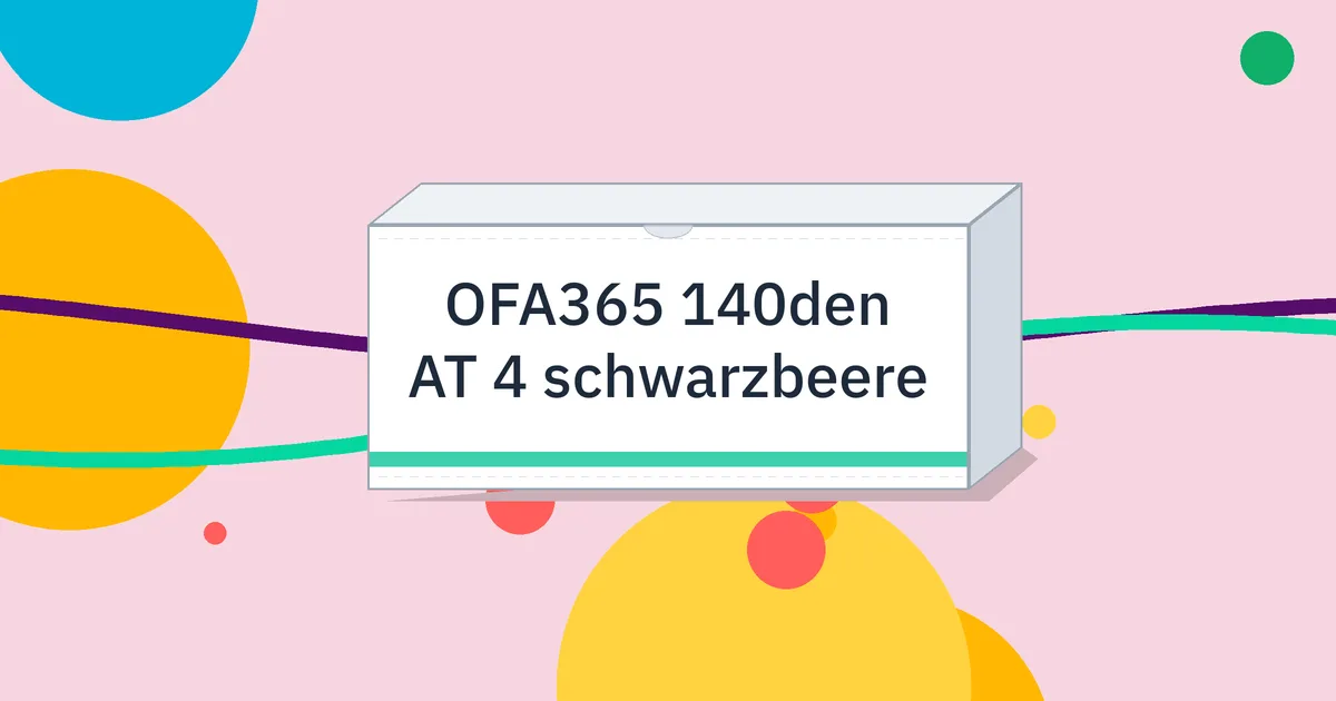 Symbolbild: Packung mit der Aufschrift OFA365 140den AT 4 schwarzbeere (PZN 16723338) – Verfügbarkeit und Bezug in Apotheken in Frankfurt am Main