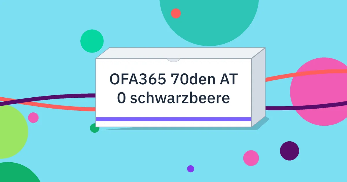 Symbolbild: Packung mit der Aufschrift OFA365 70den AT 0 schwarzbeere (PZN 16722356) – Verfügbarkeit und Bezug in Apotheken in Frankfurt am Main
