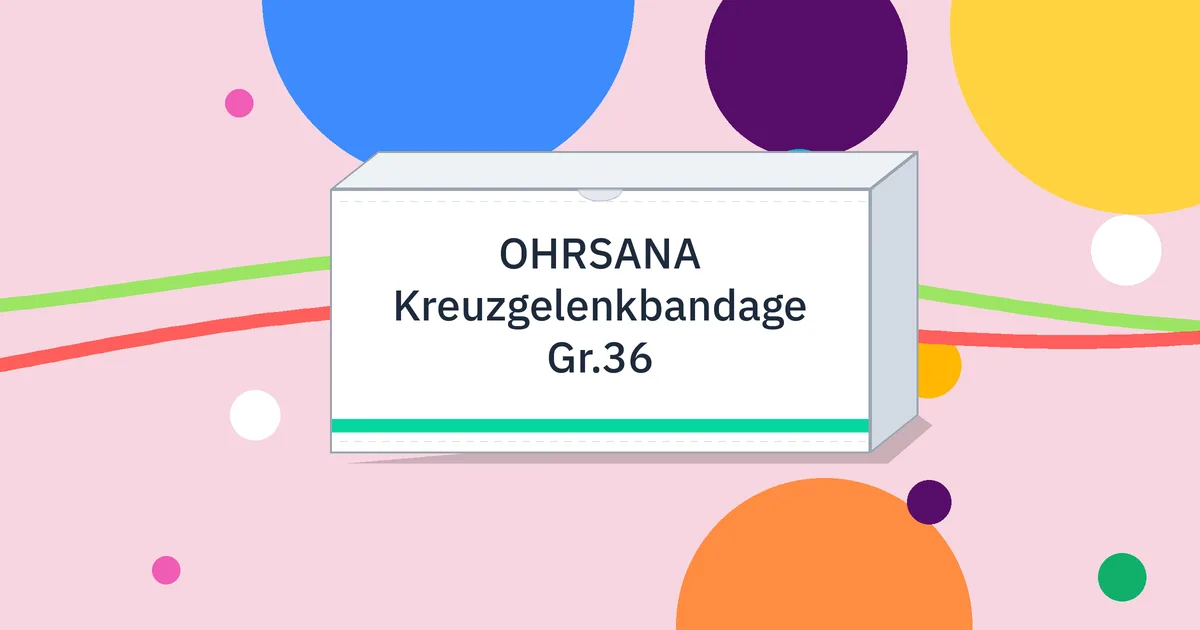 Symbolbild: Packung mit der Aufschrift OHRSANA Kreuzgelenkbandage Gr.36 (PZN 02670041) – Verfügbarkeit und Bezug in Apotheken in Frankfurt am Main