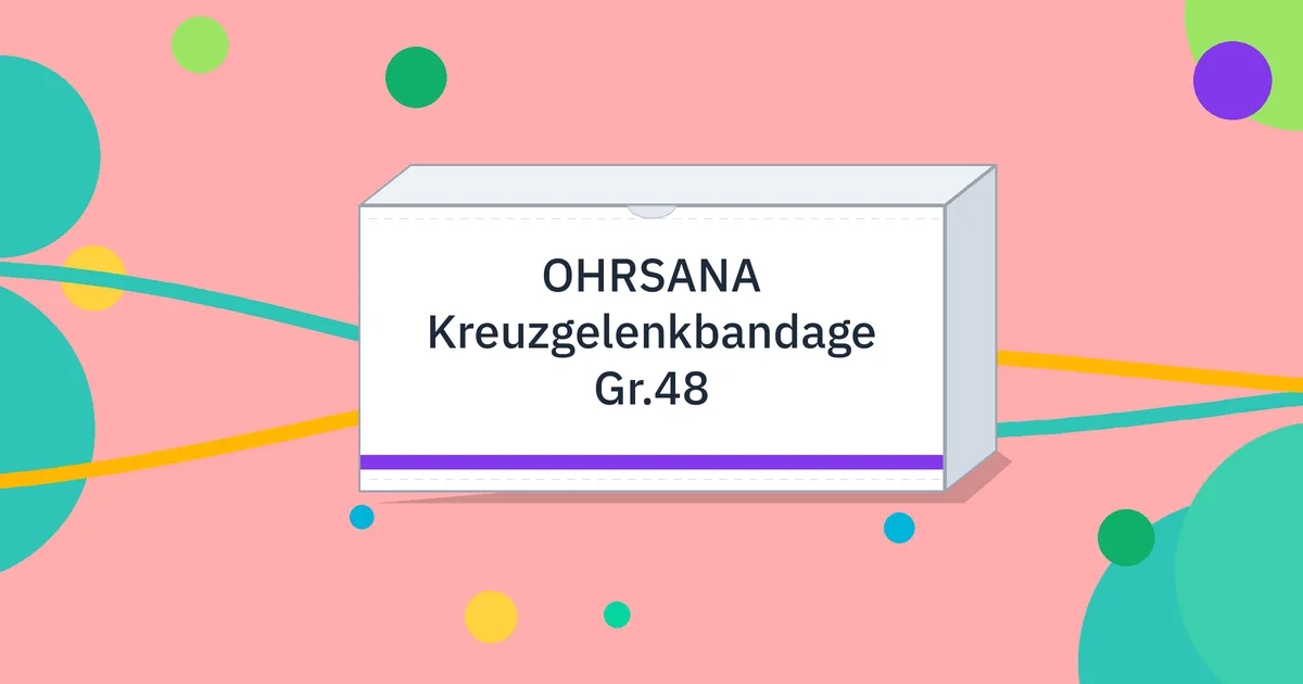 Symbolbild: Packung mit der Aufschrift OHRSANA Kreuzgelenkbandage Gr.48 (PZN 02670101) – Verfügbarkeit und Bezug in Apotheken in Frankfurt am Main