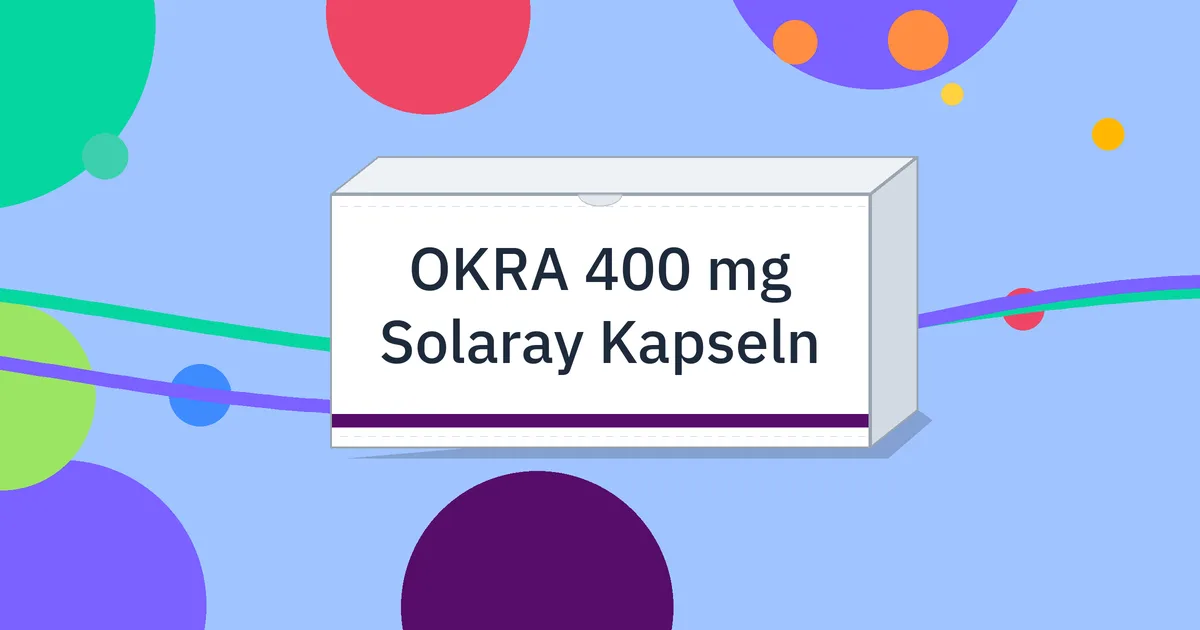 Symbolbild: Packung mit der Aufschrift OKRA 400 mg Solaray Kapseln (PZN 17254466) – Verfügbarkeit und Bezug in Apotheken in Frankfurt am Main
