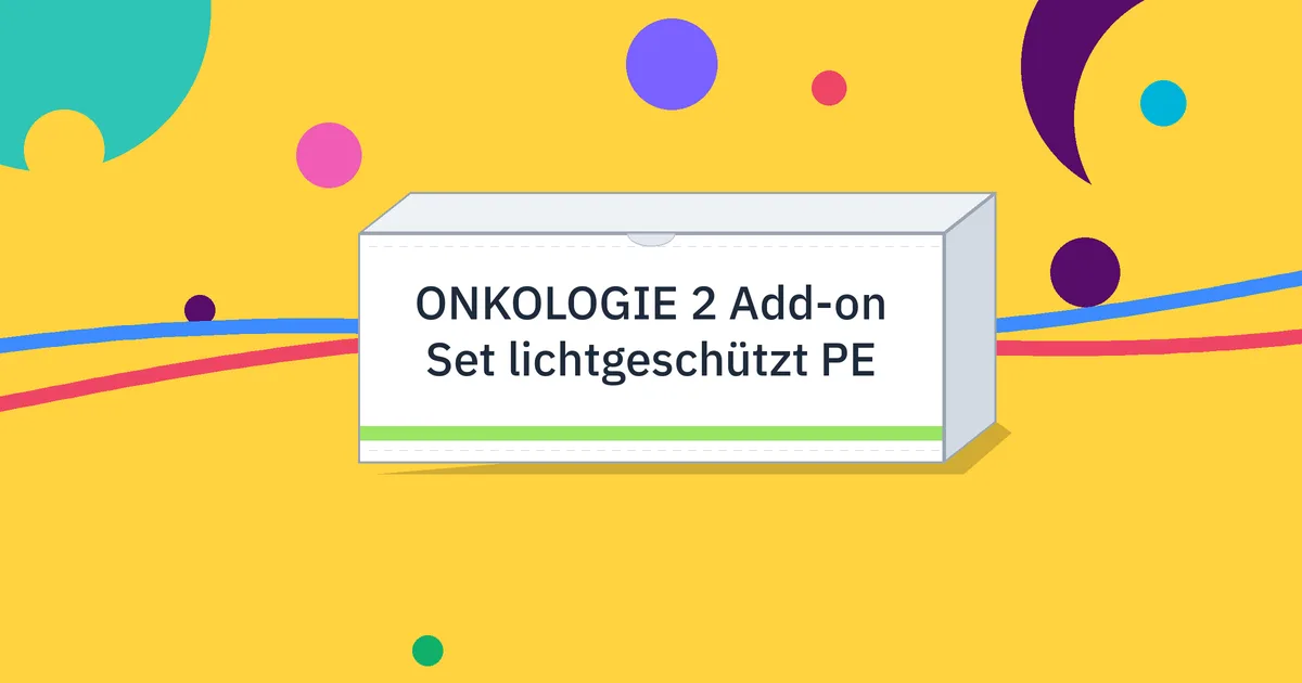 Symbolbild: Packung mit der Aufschrift ONKOLOGIE 2 Add-on Set lichtgeschützt PE (PZN 03409652) – Verfügbarkeit und Bezug in Apotheken in Frankfurt am Main