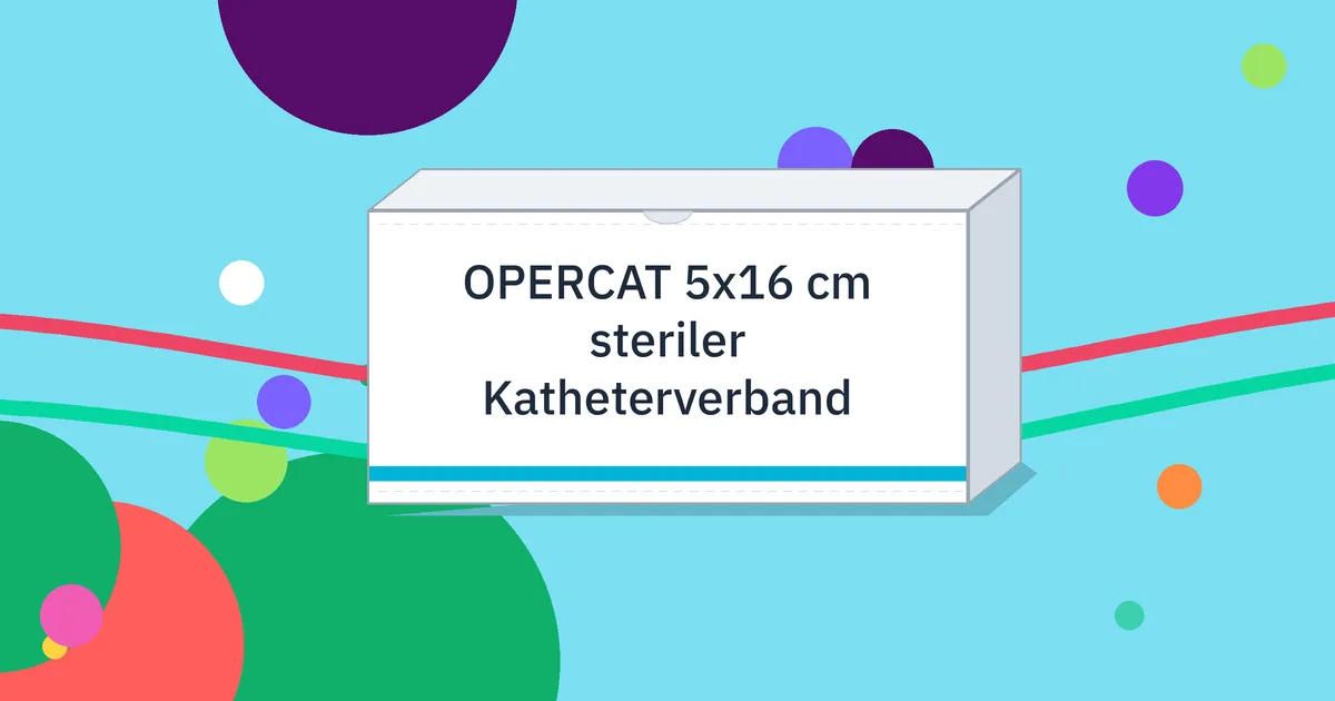 Symbolbild: Packung mit der Aufschrift OPERCAT 5x16 cm steriler Katheterverband (PZN 09771673) – Verfügbarkeit und Bezug in Apotheken in Frankfurt am Main