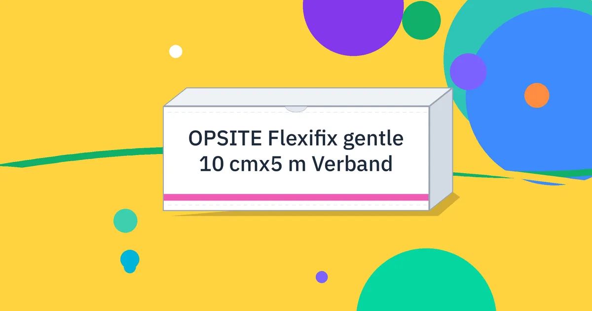 Symbolbild: Packung mit der Aufschrift OPSITE Flexifix gentle 10 cmx5 m Verband (PZN 18674265) – Verfügbarkeit und Bezug in Apotheken in Frankfurt am Main