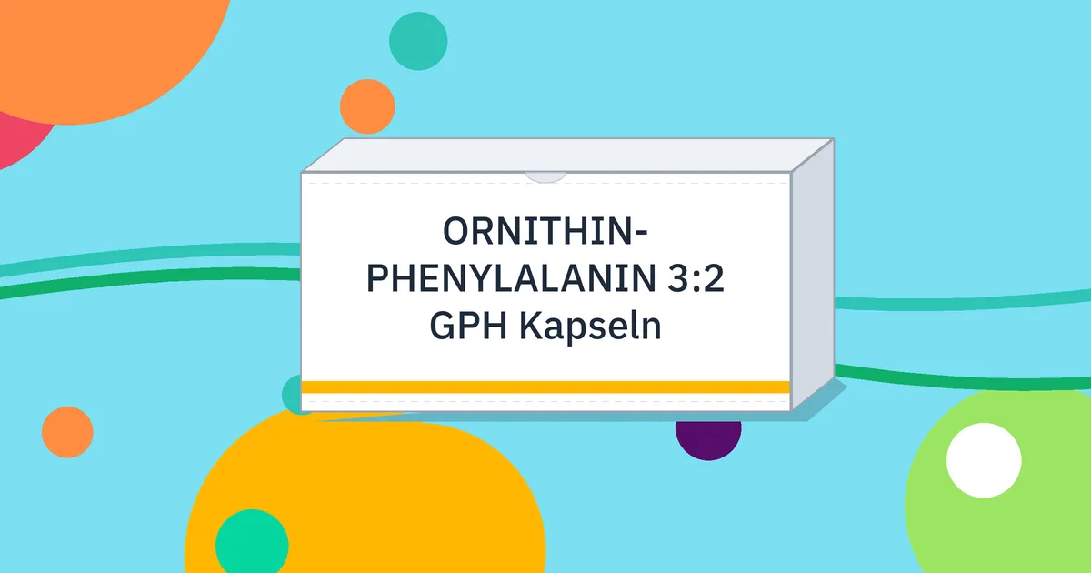 Symbolbild: Packung mit der Aufschrift ORNITHIN-PHENYLALANIN 3:2 GPH Kapseln (PZN 00946438) – Verfügbarkeit und Bezug in Apotheken in Frankfurt am Main