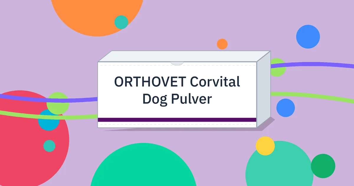 Symbolbild: Packung mit der Aufschrift ORTHOVET Corvital Dog Pulver (PZN 14319981) – Verfügbarkeit und Bezug in Apotheken in Frankfurt am Main