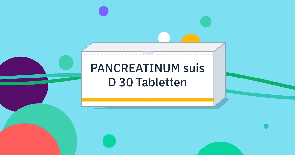 Symbolbild: Packung mit der Aufschrift PANCREATINUM suis D 30 Tabletten (PZN 07596639) – Verfügbarkeit und Bezug in Apotheken in Frankfurt am Main