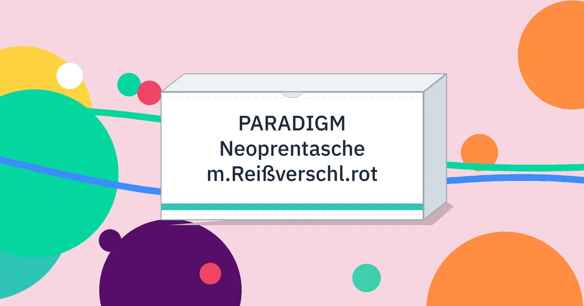 Symbolbild: Packung mit der Aufschrift PARADIGM Neoprentasche m.Reißverschl.rot (PZN 01350245) – Verfügbarkeit und Bezug in Apotheken in Frankfurt am Main