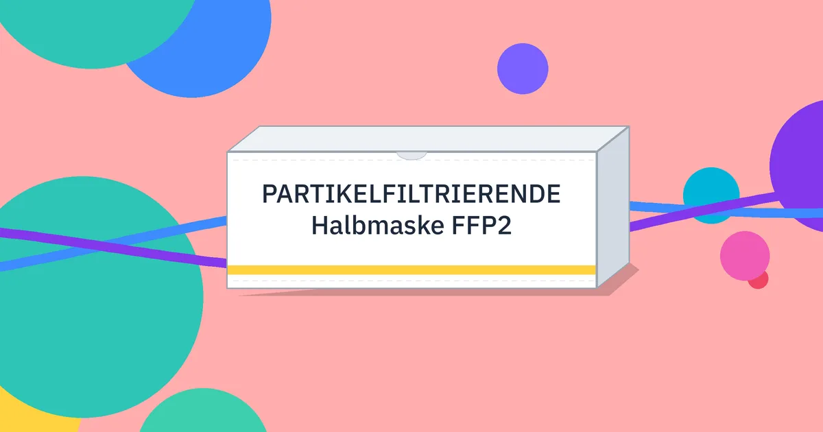 Symbolbild: Packung mit der Aufschrift PARTIKELFILTRIERENDE Halbmaske FFP2 (PZN 17195568) – Verfügbarkeit und Bezug in Apotheken in Frankfurt am Main