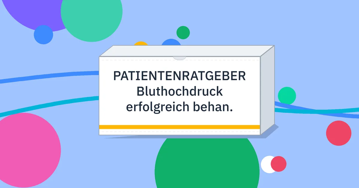 Symbolbild: Packung mit der Aufschrift PATIENTENRATGEBER Bluthochdruck erfolgreich behan. (PZN 07590849) – Verfügbarkeit und Bezug in Apotheken in Frankfurt am Main